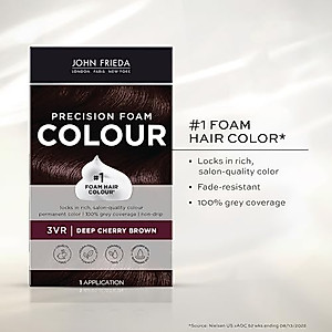 John Frieda Deep Cherry Brown 3VR Permanent Foam Hair Color, 1 Application
