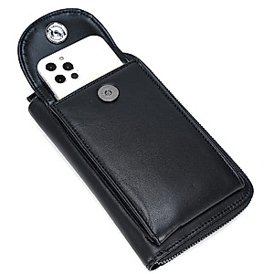 Niaiu Full Grain Leather Cell Phone Purse, Black Leather Small Crossbody Bags for Women, Lightweight Cute Purses for teen girls with RFID Blocking