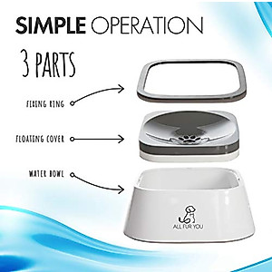 All Fur You Dog Water Bowl Splash Proof Anti Spill Slow Feeder Dish Cat Water Bowl No Slip Dispenser 35oz (1L) Drinking for Dogs Cats In Car Crate Safe Portable Pet Bowl Travel Dog Bowls Small Non Tip