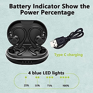 JoxFel Wireless Ear Buds,Bluetooth Running Headphones with Built-in Microphone Deep Bass 36H Playtime in Ear Earbud with Ear-Hooks LED Display IPX7 Waterproof Sport Earbuds for Running Gym Working