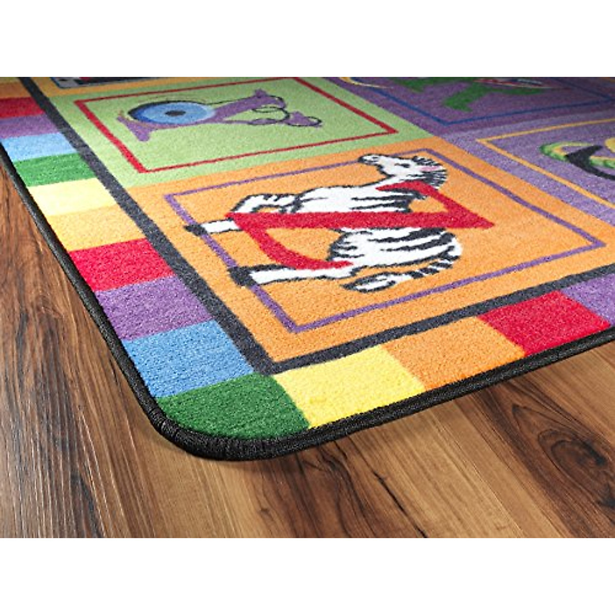Flagship Carpets ABC Letter Blocks Area Rug for Children's Classroom Floor Mat, Play Room Carpet and General Educational Activities, 7'6" x 12', Multi-Color