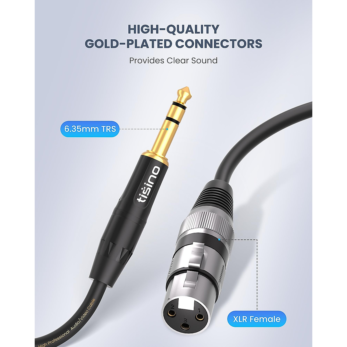 tisino XLR Female to 1/4 Inch (6.35mm) TRS Jack Lead Balanced Signal Interconnect Cable XLR to Quarter inch Patch Cable - 3.3 Feet