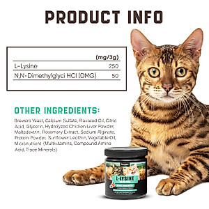 Lysine Cat Treats - Cat Immune Support - Help Improve Respiratory Health and Eye Function - Enriched with Vitamin B, Calcium, Protein