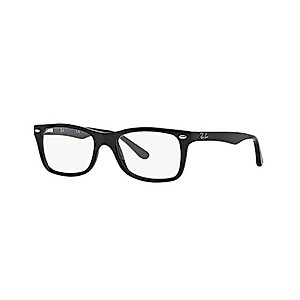 Ray-Ban RX5228 Square Prescription Eyeglass Frames, Black/Demo Lens, 53 mm