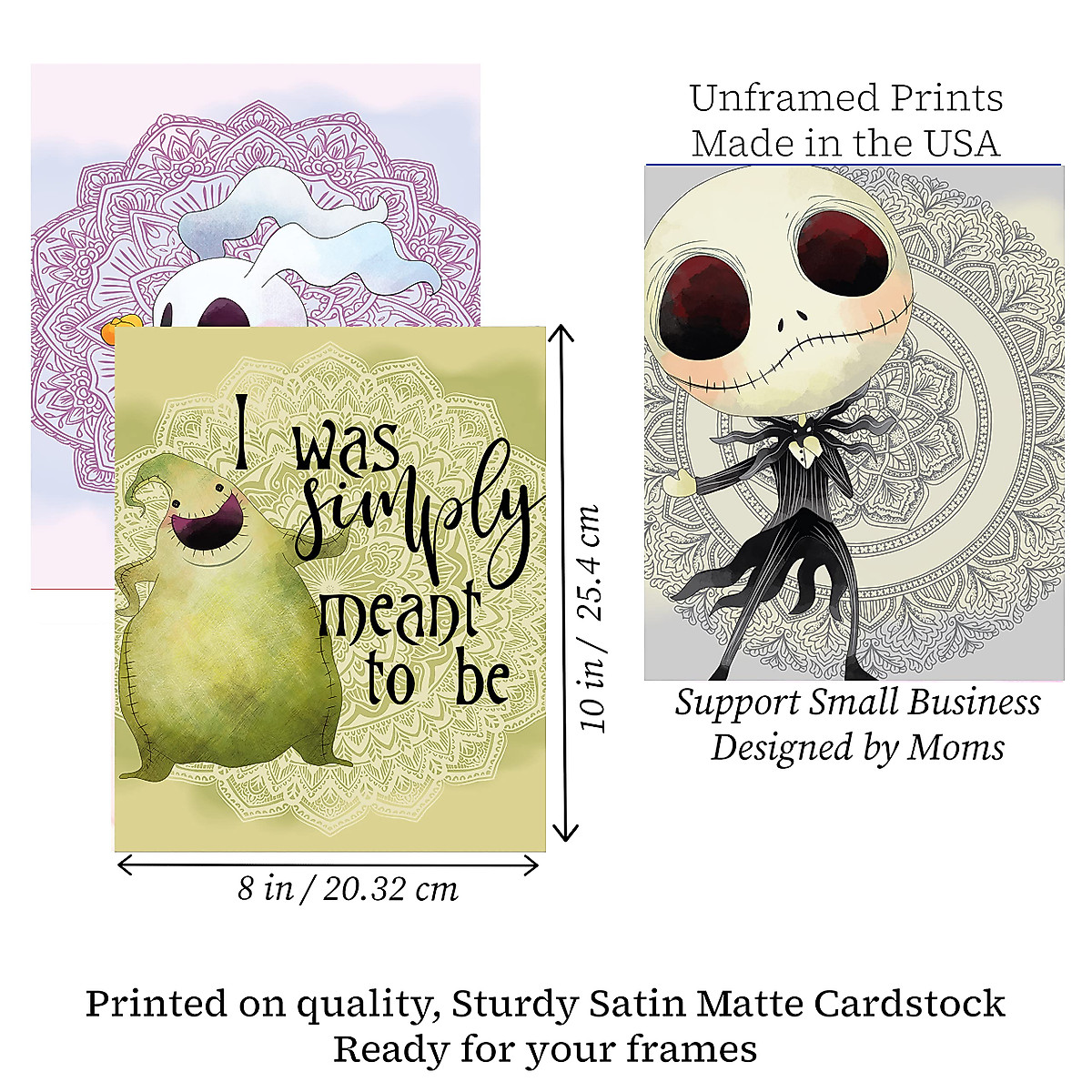 Silly Goose Gifts Nightmare Before Christmas Themed Character Wall Art Decor Baby Nursery Love (4pc Love Art Set)