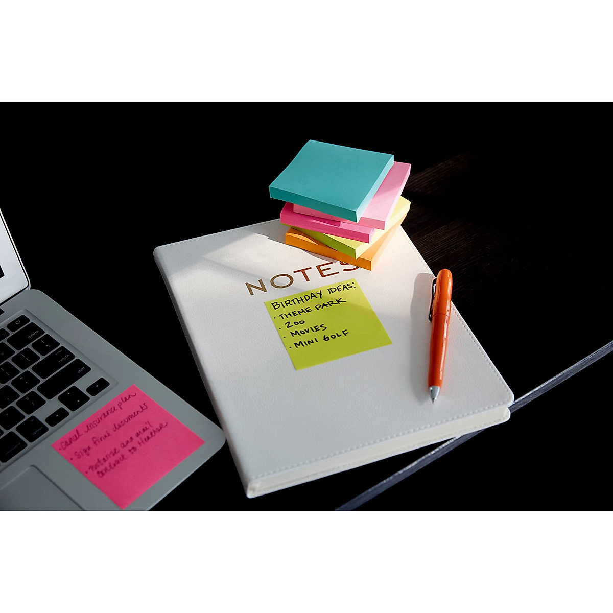 Post-it Super Sticky Notes, 3x3 in, 3 Pads, 2x the Sticking Power, Supernova Neons, Bright Colors, Recyclable (3321-SSMIA)