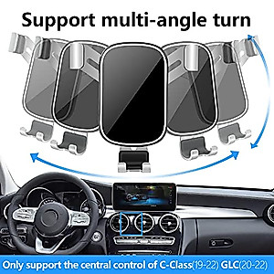 LUNQIN Car Phone Holder For 2019-2021 Mercedes Benz C-Class c260 c200 c300 and 2020-2022 GLC-Class GLC260 GLC300 [Big Phones With Case Friendly] Auto Accessories Interior Decoration Mobile Phone Mount