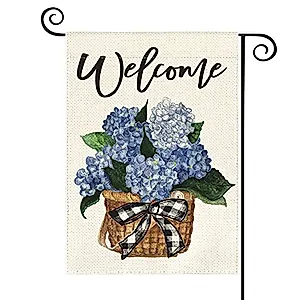 AVOIN colorlife Hydrangea Spring Summer Garden Flag 12x18 Inch Double Sided Outside, Floral Welcome Yard Outdoor Flag