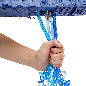 BLUE PANDA Number 2 Pinata - Pull String Pinata for Boys 2nd Birthday Party Decorations, Ombre Blue (16.5 x 11.5 x 3 In)