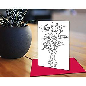 Art Eclect Coloring All Occasion Cards for Adults, Happy Birthday, Thank You and Sympathy, 20 Cards With Unique Flower Designs, 10 Fuchsia and 10 White Envelopes (Flowers B20/PinkWhite)