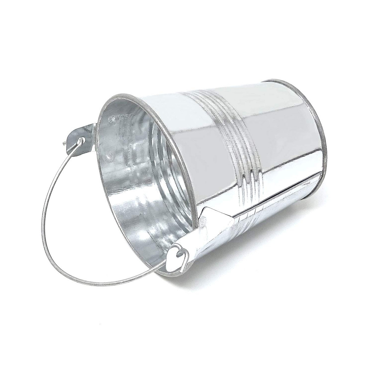 Honbay 2PCS Mini Silver Metal Buckets Tin Pail Containers Decorative Buckets with Handle for Candy Snack and Small Plant