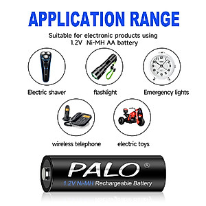 Palowextra 16 Packs 1.2V AA 3000mah Rechargeable BatteriesHigh Capacity Nimh Low Self Discharge Double a Battery for Solar Garden Lights, Battery String Lights, Outdoor Devices