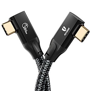 USB C to USB C Cable Right Angle 1.6 ft, iDsonix 3.2 Gen 2 USB-C Cable 100W - 4K 60HZ Video Output 20Gbps Type C Data Trandfer Cable Fast Charging Cable for MacBook Pro, iPad Pro, Samsung