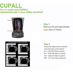 Coffee Machine Replacement 12-CUP Glass Pot, Compatible With Kitchenaid KCM1209 KCM1208 Cuisinart DCC 1220BKS, Capresso SG300, Gourmia GCM3260, Krups Essential Wamife Mueller 12 cups coffee machine