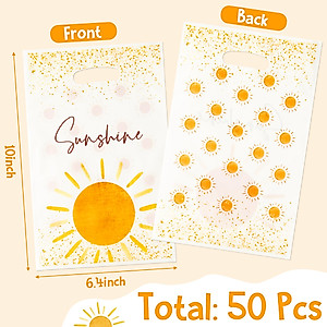 BZaber Boho Sun Party Favor Bag - 50Pcs Sunshine Gift Plastic Bags First Trip Around the Sun Party Favor Bags Groovy Hippie Boho Treat Bag for Kids Sunshine Party Decor Birthday Candy Bags Baby Shower
