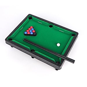Mini Pool Table Tabletop Desktop Billiards Snooker Game with 2 Sticks, 11 Balls Home Office Desk Stress Relief Games