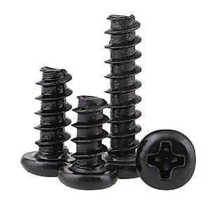 100Pcs M2.3x8mm Black Pan Head Flat Tail Phillips Self Tapping Screws Carbon Steel (M2.3x8mm)