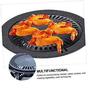 LABRIMP Round Enamel Baking Tray and Frying Pan Creative Double Roasting Bakeware for Home Cooking Compatible with Air Fryers Ideal for Baking and Grilling