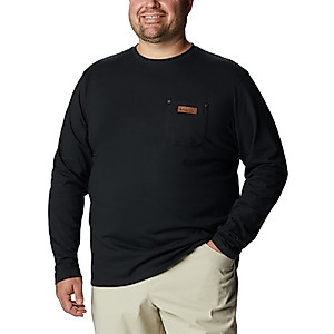 Columbia Men's Roughtail Work Long Sleeve Pocket Tee, Black, Large