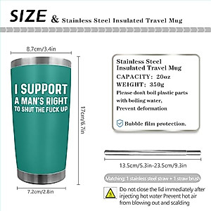 liabiliies I Support A Man's Right to Shut The Fuk Up Tumbler Coffee Tumblers 20 oz Tumbler with Lid and Straw Insulated Tumblers Stainless Steel Tumbler Funny Gifts for Men