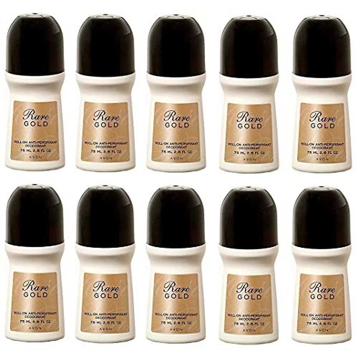 Avon Rare Gold Roll-On Antoperspirant Deodorant 2.6 fl. oz. Set of 10