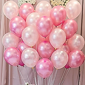 50 Pcs Pink Balloons Set for Parties, Hot Pink & Pink Pearl - Durable Thick Latex Balloons for Party Decorations,Pink Balloons Pack,Ideal for Birthday,Wedding,Bridal Shower