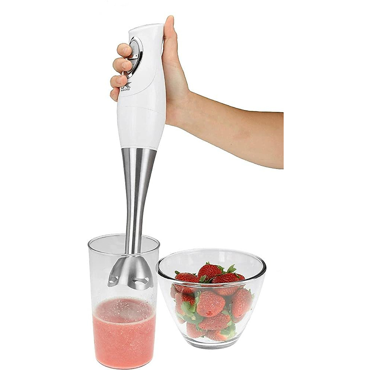 Kalorik Electronic Stick Mixer Dual Speed Control Settings, Stainless Steel Shaft and Blade ,200 Watt Motor for Easy Mixing, 30 Fluid Ounce Mixing Cup