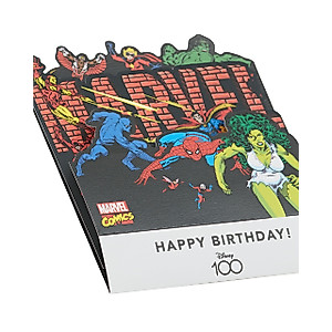 UK Greetings Marvel Birthday Card For Him/Boy/Friend With Envelope - Retro Pop-Up Design, With Iron-Man, She-Hulk, Spider-Man