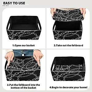 Metal Chain Storage Basket Felt Storage Bin Collapsible Towel Storage Convenient Box Organizer for Pet Supplies Magazine