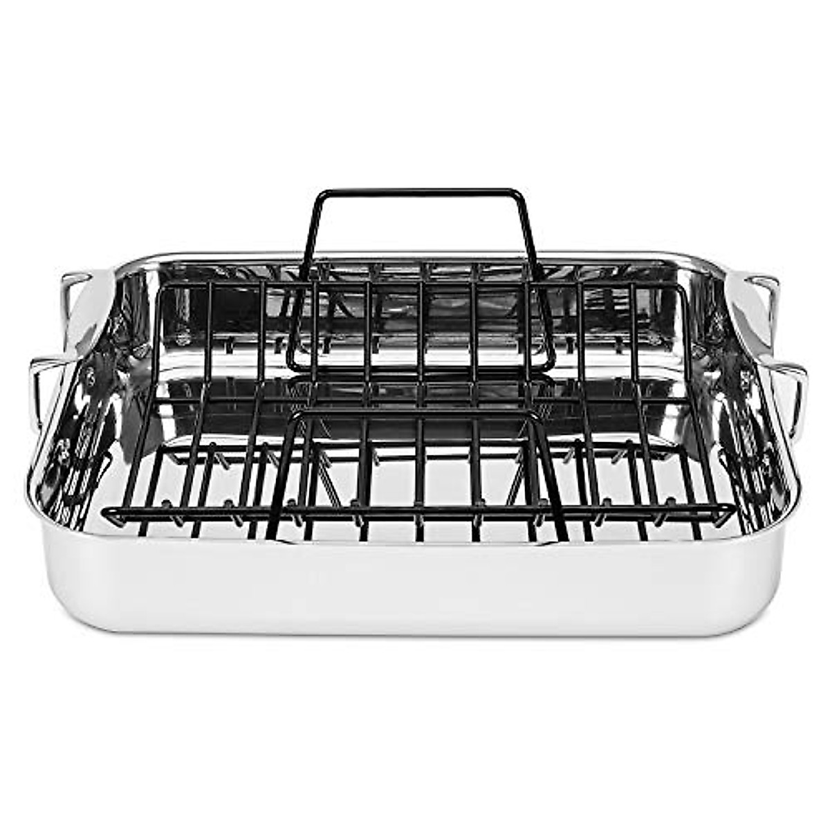 Viking Culinary 3-Ply Stainless Steel Roasting Pan, Includes a Nonstick Rack, Dishwasher, Oven Safe, Works on All Cooktops including Induction