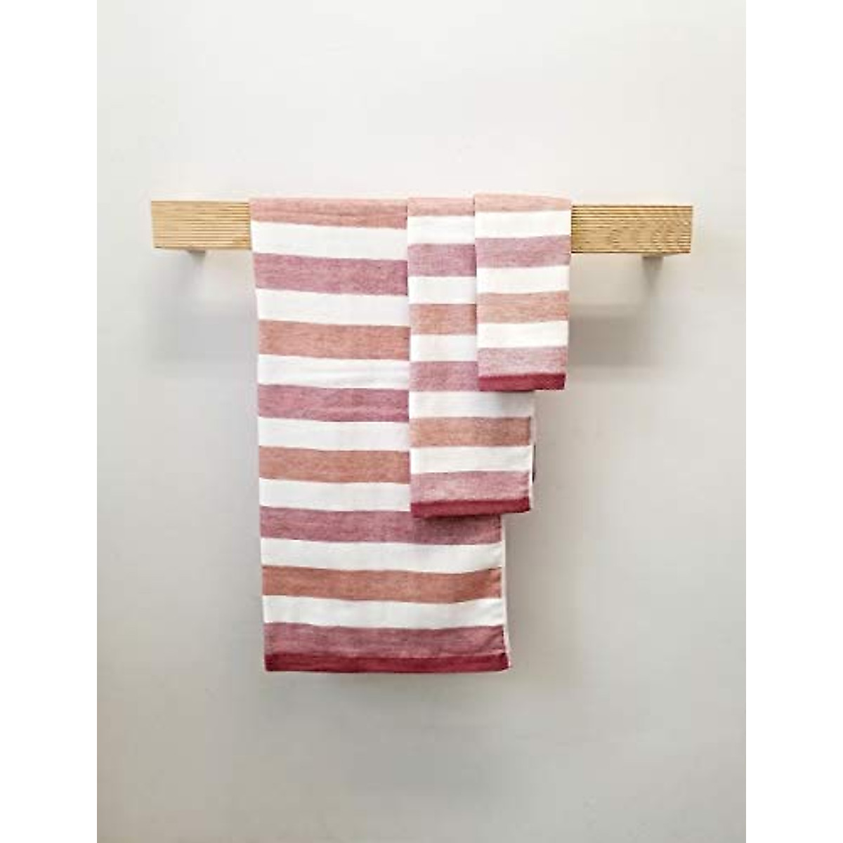 IPPINKA Senshu Japanese Towel, Ultra Soft, Quick-Drying, Two-Tone Stripes, Red (Wash/Face Towel)