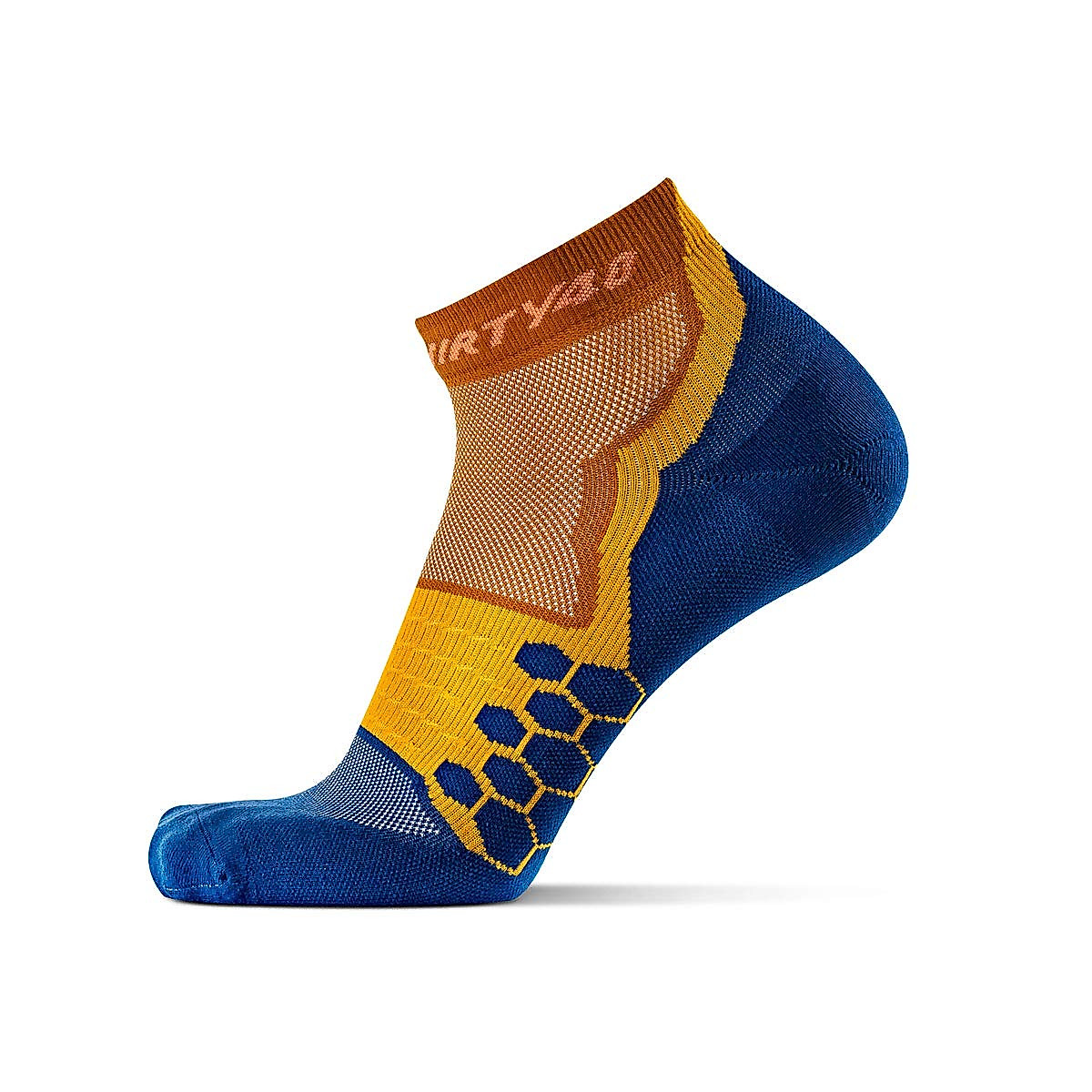 Thirty48 Performance Compression Low Cut Running Socks for Men and Women | More Compression Where Needed ([3 Pair] Mustard/Navy, Large - Women 9-10.5 // Men 10-11.5)