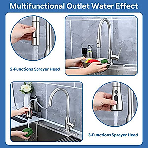 Homikit Kitchen Faucet with 2 Pull Down Sprayers, Brushed Nickel 18/10 Stainless Steel Kitchen Sink Faucets, Single Handle High Arc Kitchen Faucets for Farmhouse RV Bar Laundry