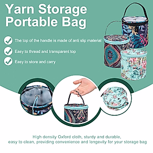 LAINIUTE Yarn Storage Bag with Zipper Portable Foldable Knitting Tote Bag with Anti-Slip Handle Knitting Project and Accessories Bag for Knitting Lovers Crochet Beginners (3Pcs)