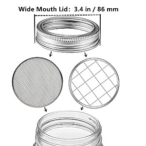 6 Pieces Mason Jar Wide Mouth Mesh Strainer Sprouting Lids Stainless Steel Flower Jar Insert Lids for Canning Jars Seed Sprouting Salad Sprouts & Flower Organizer Insert Lid Kit