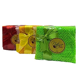 Nature by EJN - Net Bath Sponge, Customized N1 Weave, Long, NKN Naturals, Skin Exfoliation, African, Porous, Stretches to Approximately 49" (Sea Blue)