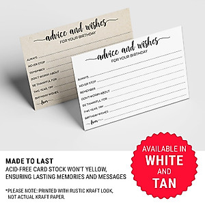 321Done Birthday Wishes and Advice (50) 4x6" White Cards - Good Advice, Best Wishes, Memories Cards - Bday Party Idea Activity - Sweet 16, 30th, 40th, 50th - Fun Ad Lib Prompts - Made in USA