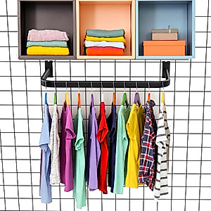 4 Pack Gridwall U-Shaped Hangrail Grid Wall Tubing Handrail 24 Inch Wide Black Metal Handrail for Grid Wall Retail Displays Bracket Clothing Rack Home Use (4, Black)