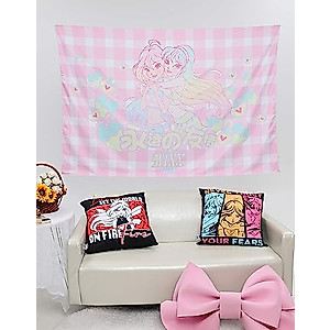 Winx Club Tapestry Wall Hanging Kawaii Friendship Dark Gothic Wall Tapestry for Living Room Bedroom (Pink)