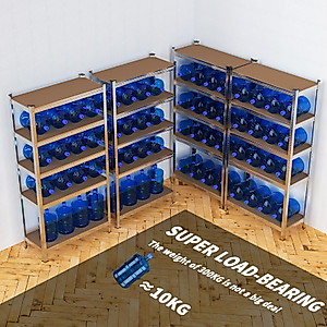 VickyHome Heavy Duty 5 Tier Storage Metal Shelf Unit, Adjustable Utility Rack Shelves with MDF Boards, Organization Multipurpose Shelf for Shed, Workshop, Warehouse, 875KG Capacity