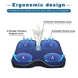 Seat Cushion for Office Chair, Mkicesky Memory Foam Coccyx Cushion Relieve Tailbone, Lower Back, Hip, Sciatica Pain, Ergonomic Seat Pad for Car, Wheelchair, Desk Chair and Sitting on Floor