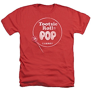 Tootsie Roll Tootsie Roll Pop Logo Unisex Adult Heather T Shirt for Men and Women, Large Red