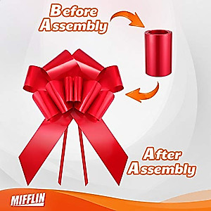 MIFFLIN Thicker & Sturdier Big Car Bow (Red, 30 inch) Butterfly Shape Gift Bow, Giant Bow for Car, Birthday Bow, Huge Car Bow, Car Bows, Big Red Bow, Bow for Gifts, Christmas Bow for Cars