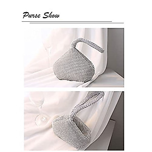 Vistatroy Women's Evening Bag Sparkly Rhinestone Purse Triangle Designer Chain Clutch Purse Bag Party Prom Wedding Purse(A Silver)