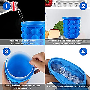 Aoutrow Ice Cube Mold, Silicone Ice Bucket Ice Cup with Lid (2 in 1), Press Type Easy-Release Ice Trays Ice Cube Maker for Frozen Cocktail, Whiskey, Beverages
