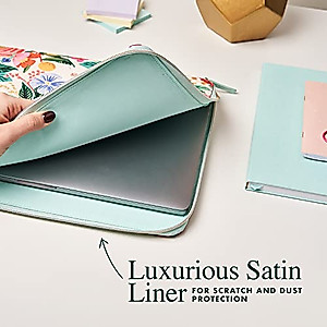 Rifle Paper Co. Laptop Sleeve 14” - Laptop Carrying Case with Padded Exterior, Satin Interior, Metallic Zipper - Floral Laptop Bag For MacBook Pro/Air M2 13 inch, HP, Asus, Dell - Garden Party Blush