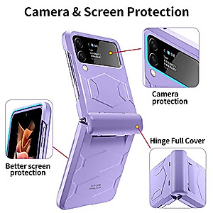 LEIAU Galaxy z flip 3 case with Hinge Protection,Samsung Galaxy flip 3 case Ultra Thin Shockproof Anti-Drop, Heavy Duty,Semi-Auto and Built-in Microfiber Hinge for Samsung z flip 3 5G (2021)