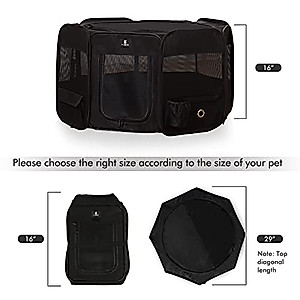 X-ZONE PET Portable Foldable Pet Dog Cat Playpen Crates Kennel/Premium 600D Oxford Cloth,Removable Zipper Top, Indoor and Outdoor Use (Small, Black)