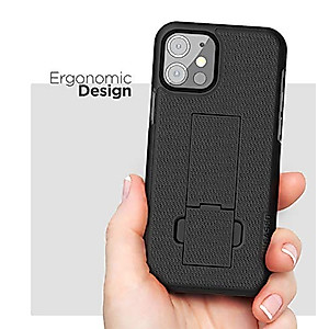 Encased DuraClip Series Designed for iPhone 12 Belt Clip Case - Slim Fit Cover with Holster (Black)