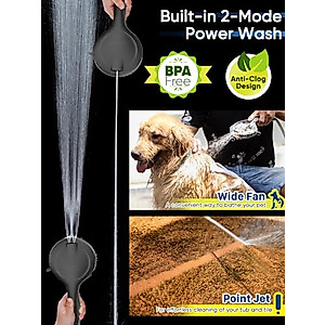 Pavezo Handheld High Pressure Shower Head with Filter 5" Large, Extra Long 70" SS Hose 10-mode Detachable Shower Head with Hard Water Filter, Powerful to Clean Tile & Pets, Oil Brushed Bronze